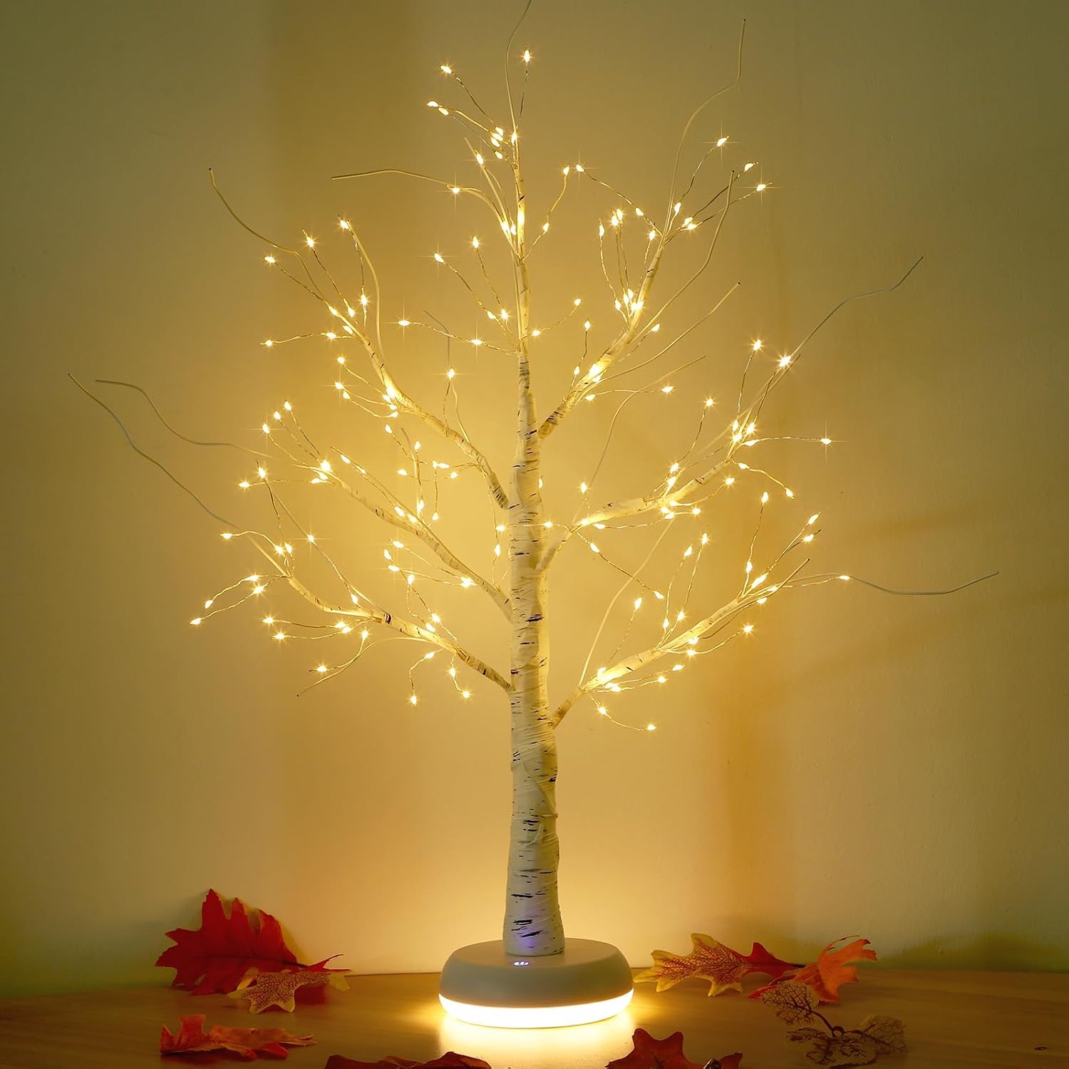 Amazon.com: NEWNEN 2Ft Birch Tree Light Chargeable White Christmas Tree ...