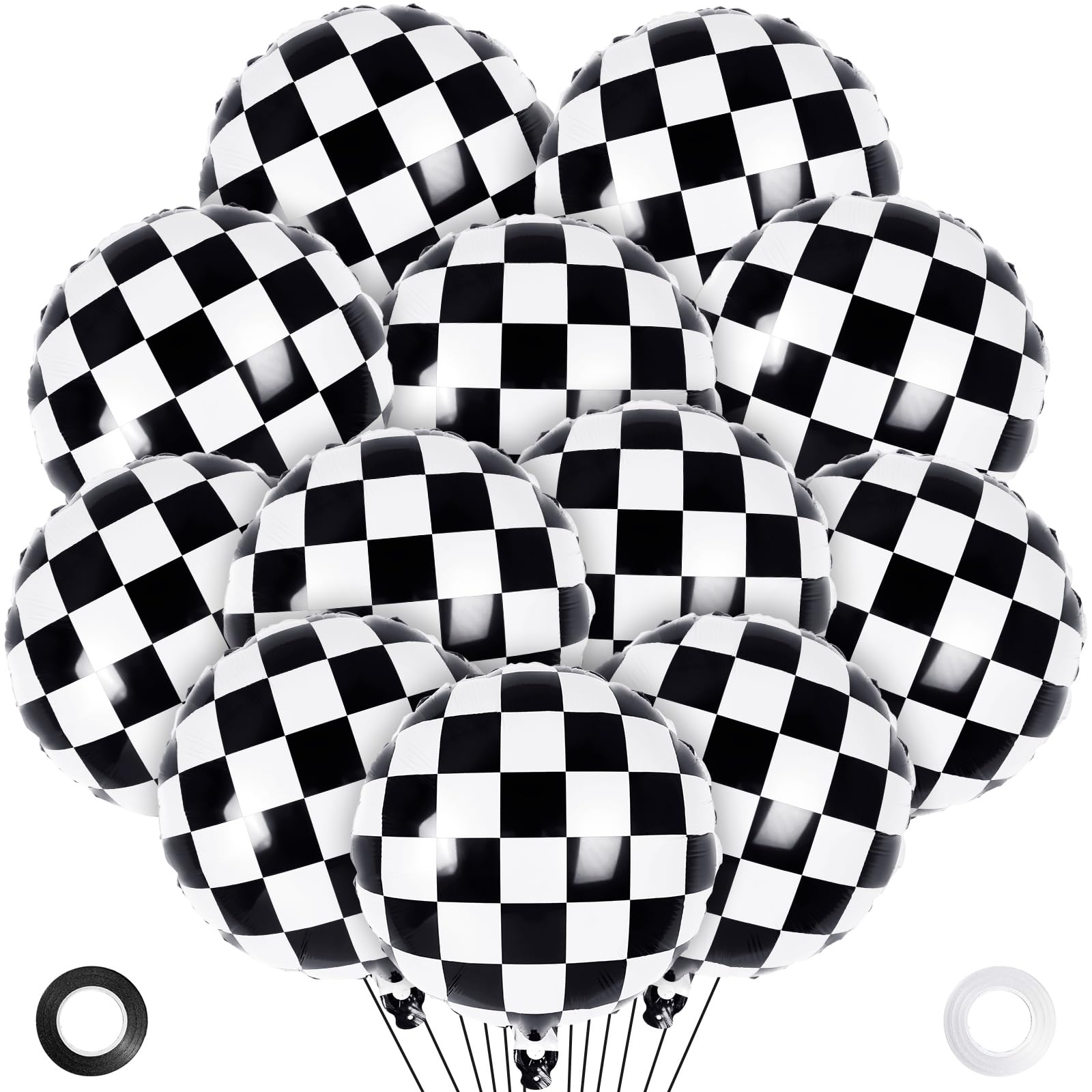 Amazon.com: Checkered Balloons, 12 Pcs Checkered Racing Foil Balloons ...