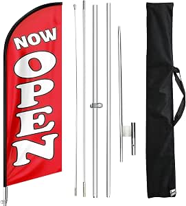 Amazon.com : Open Feather Flag, Now Open Flag with Pole and Ground ...