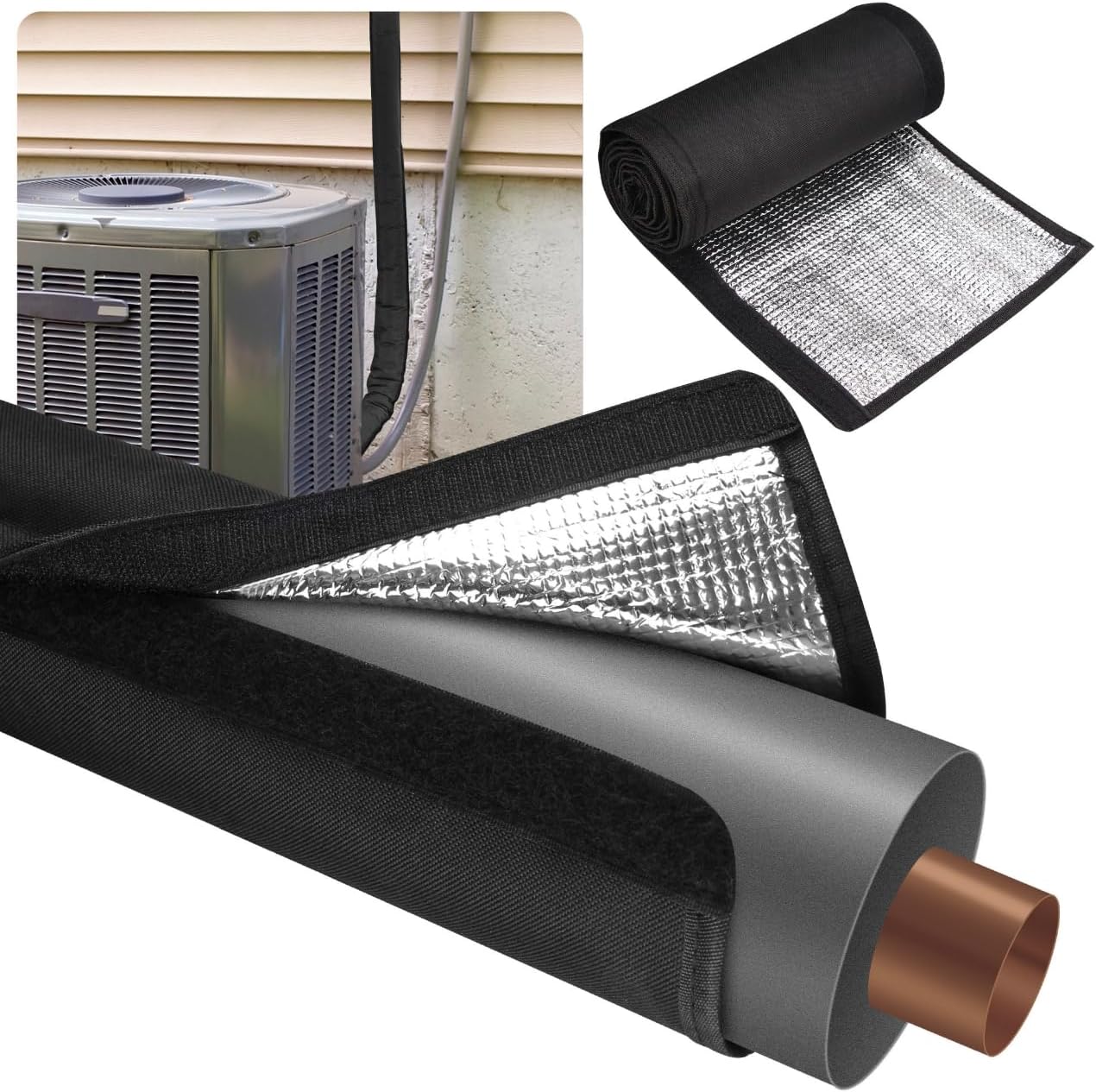 3 Layers HVAC Copper Pipe Insulation Cover Protector,Flexible AC Copper ...