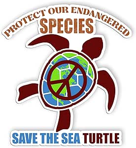 Amazon.com: Protect Our Endangered Species Stickers Save The Sea Turtle ...