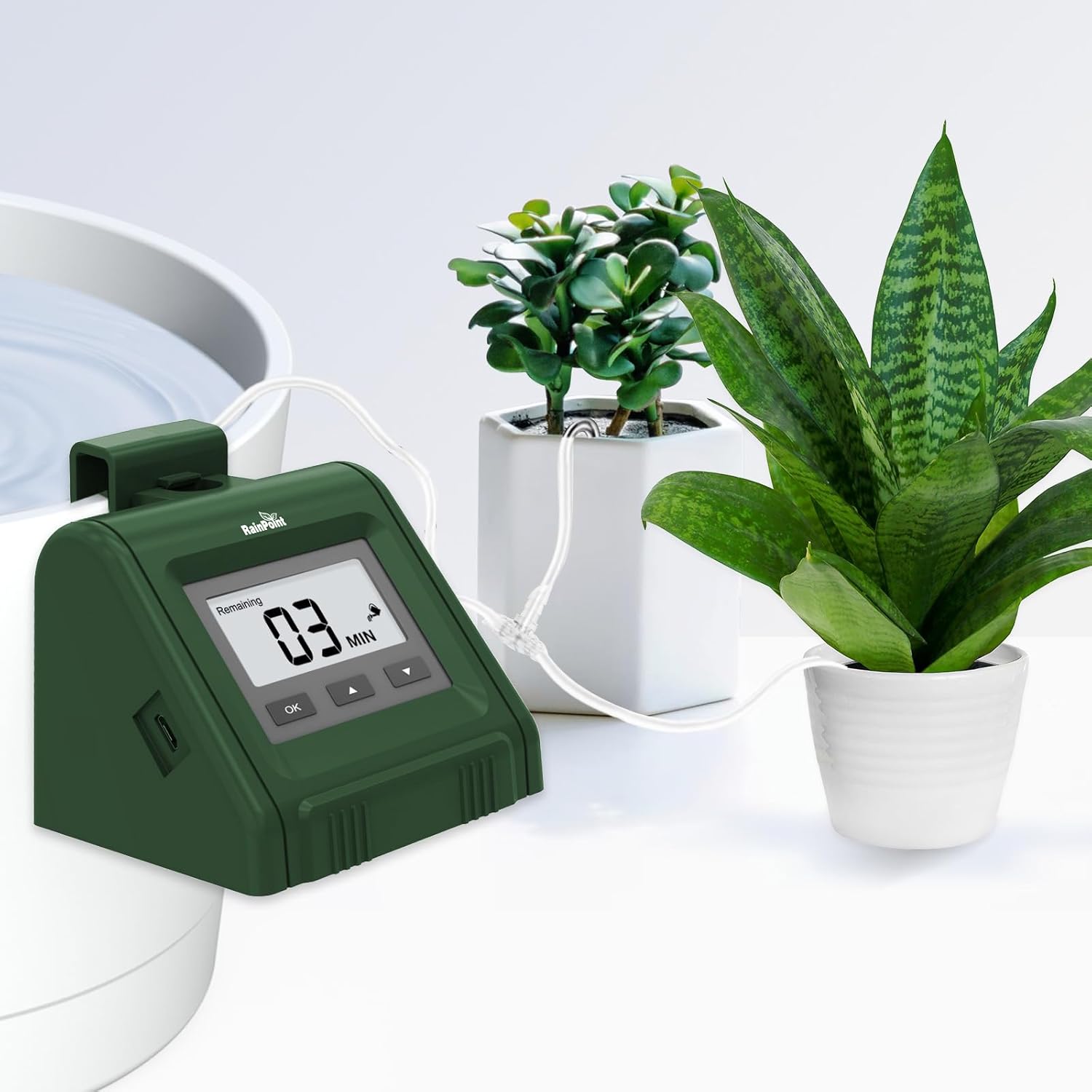 RAINPOINT Drip Irrigation Kit with Programmable Water Pump Timer, Olive ...