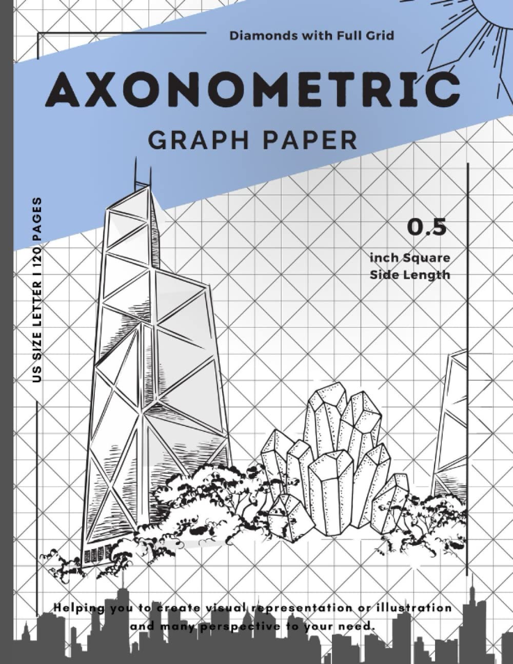 Axonometric Graph Paper: Diamond With Full Grid Graph Paper Notebook ...