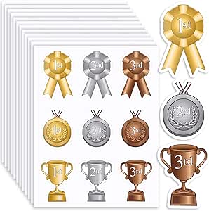 Amazon.com: AmazingSpark 108 Pcs Assorted Award Ribbon Stickers Self ...