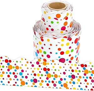 Amazon.com: Wonmon 36Ft Colorful Dot Bulletin Board Border Roll, Polka ...