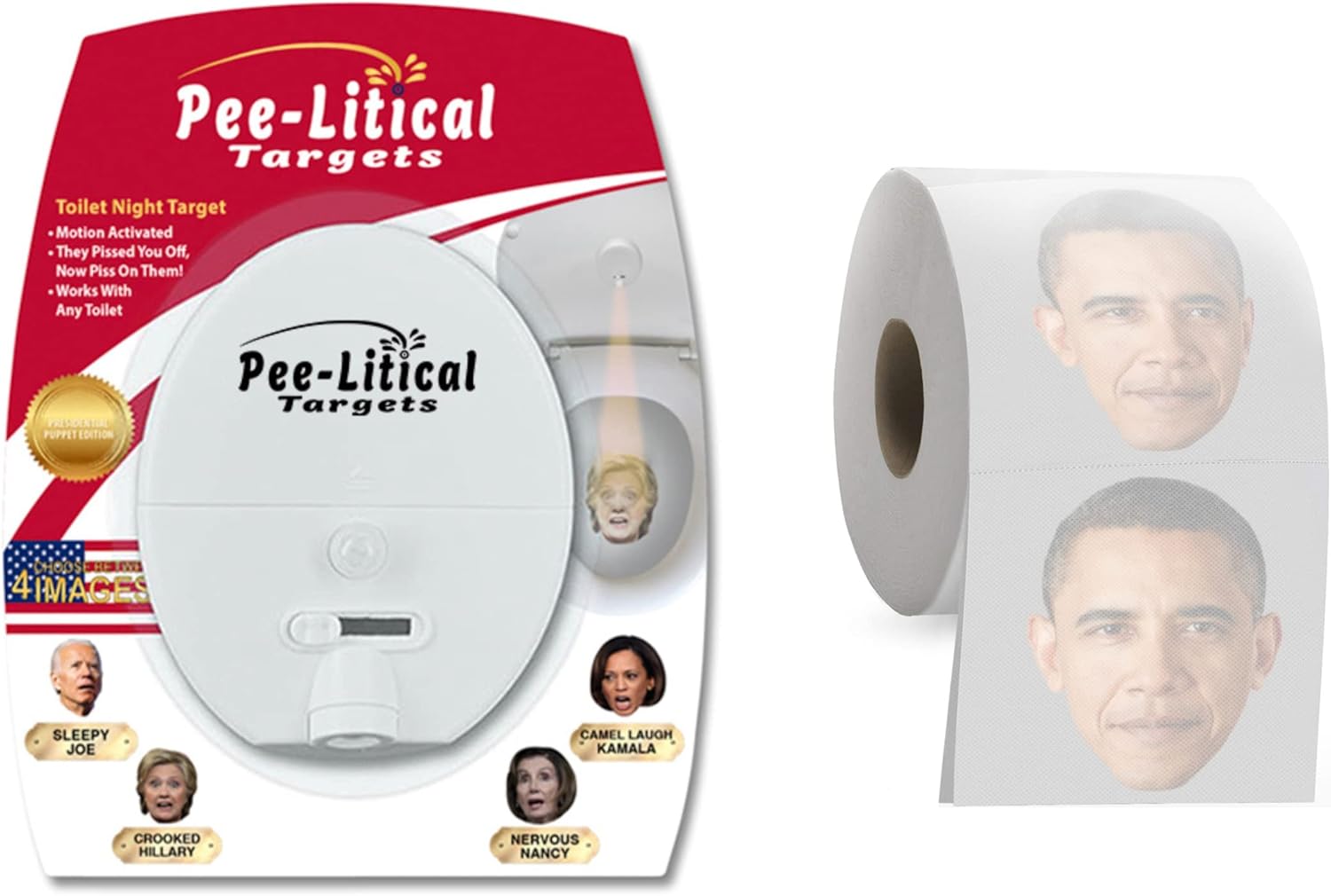 Amazon.com: Pee-Litical Targets Toilet Light Projector and Toilet Paper ...
