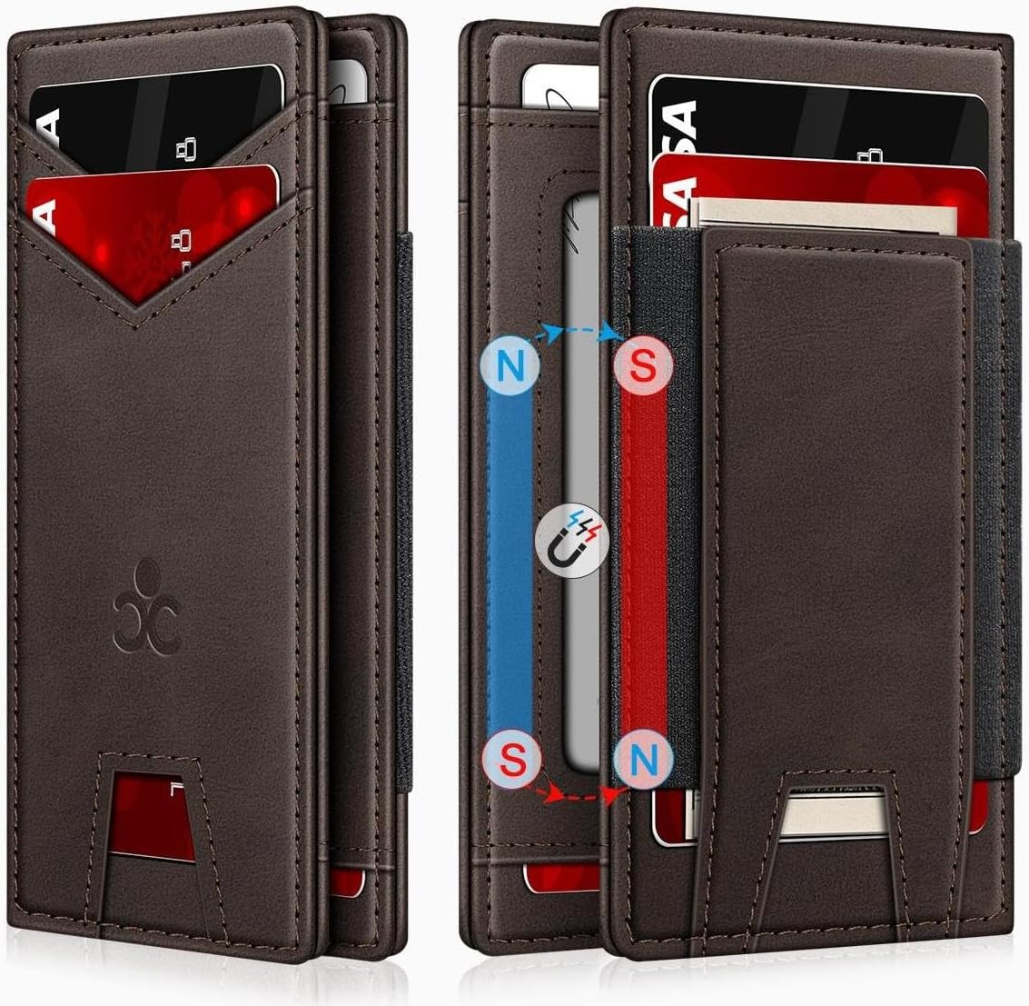 Amazon.com: Wallet for Men Slim Leather Wallets for 9-13 Cards, RFID ...