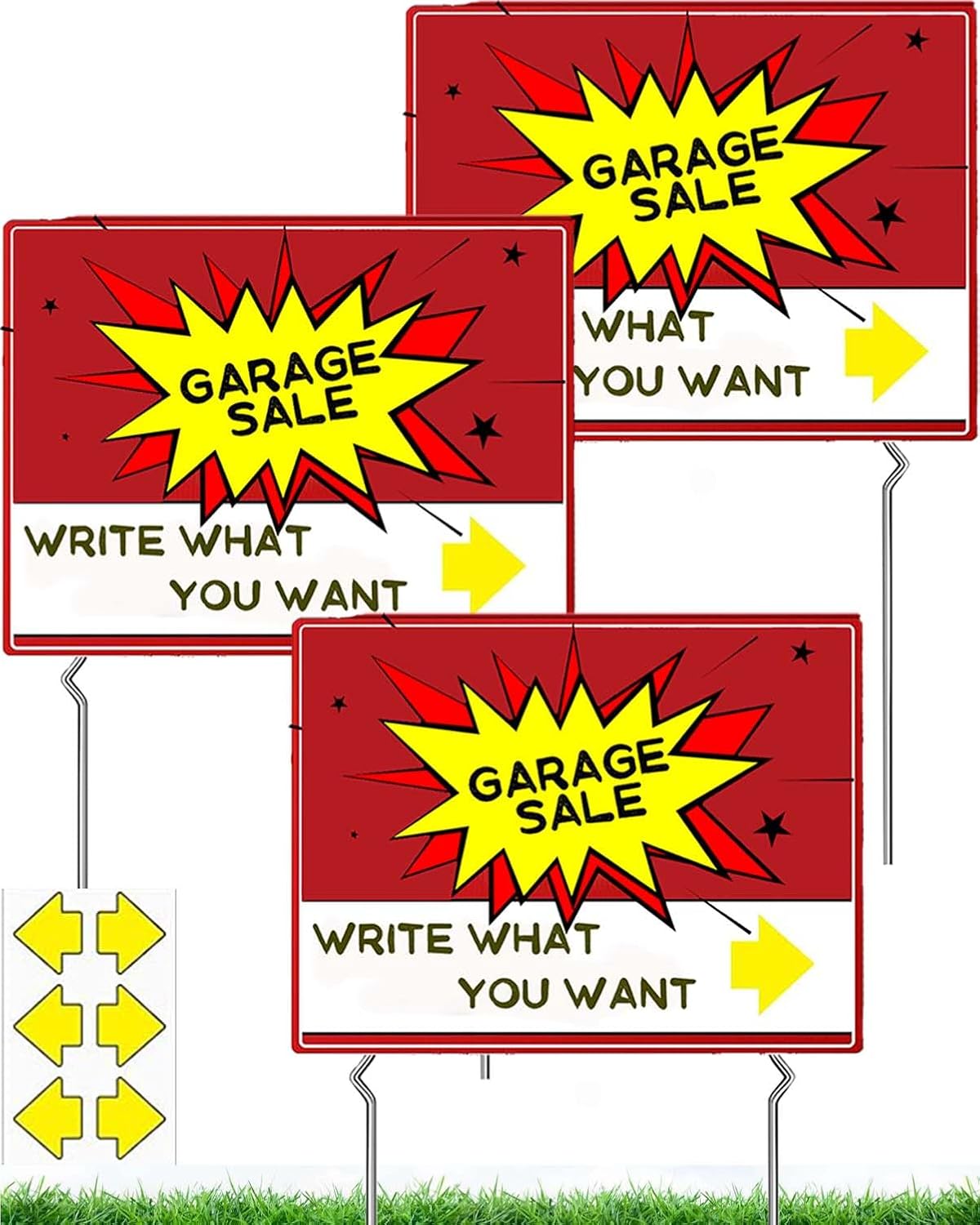 Amazon.com : Garage Sale Signs - 17" x 13" Double-Sided Yard Signs with ...