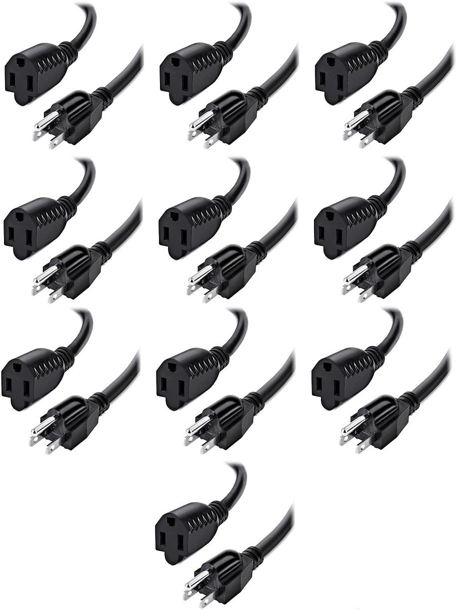 Amazon.com: PTC® Premium 10-Pack UL Listed 1 ft Power Outlet or Surge ...