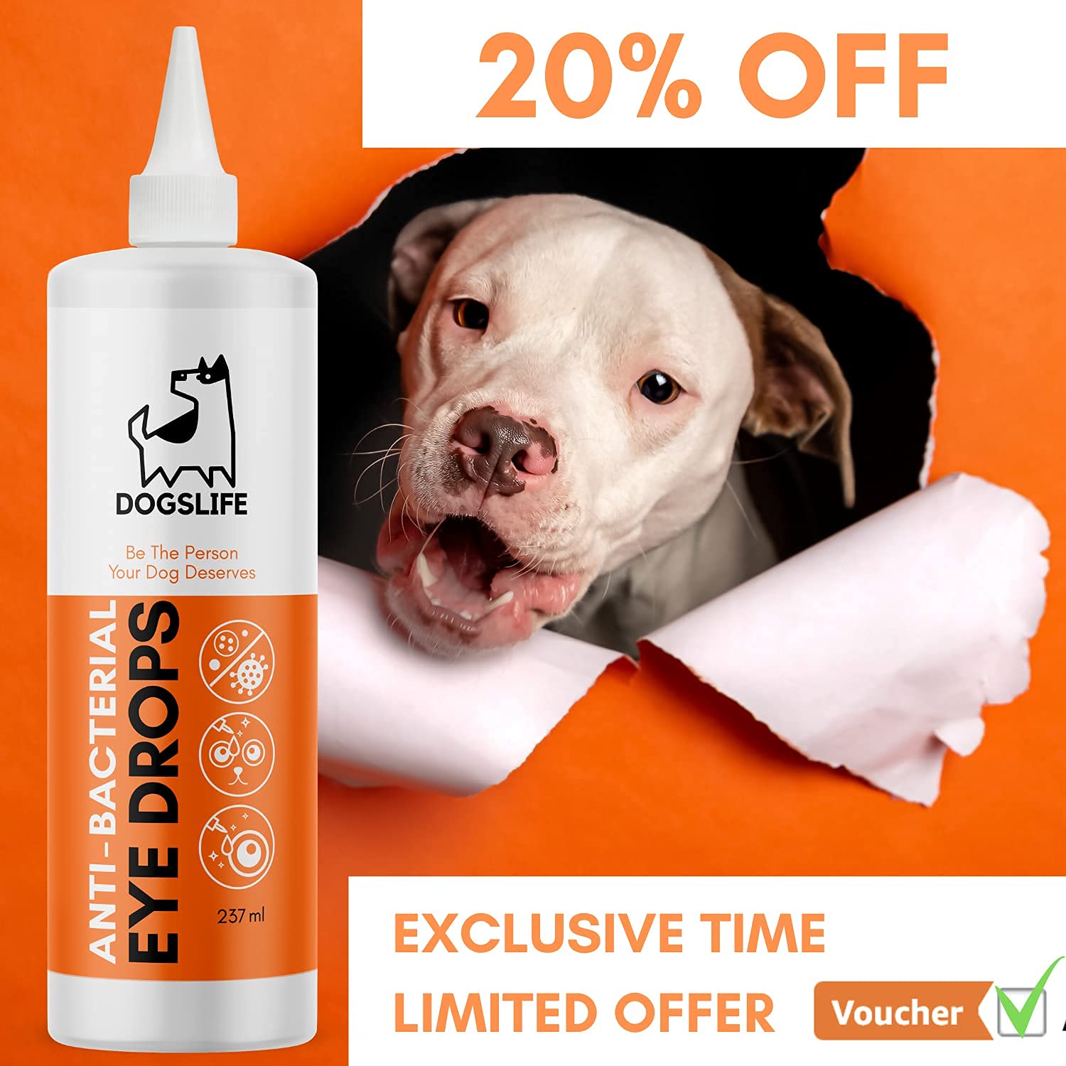 Eyewash Drops For Dogs | 237ml Dog Eye Cleaner | Treat Dry, Itchy Eyes ...