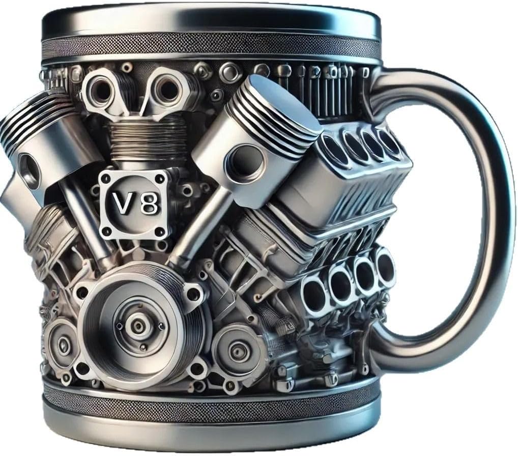 Amazon.com: V8 & V6 Engines Stainless Steel Cup, Creative Engine Cup ...