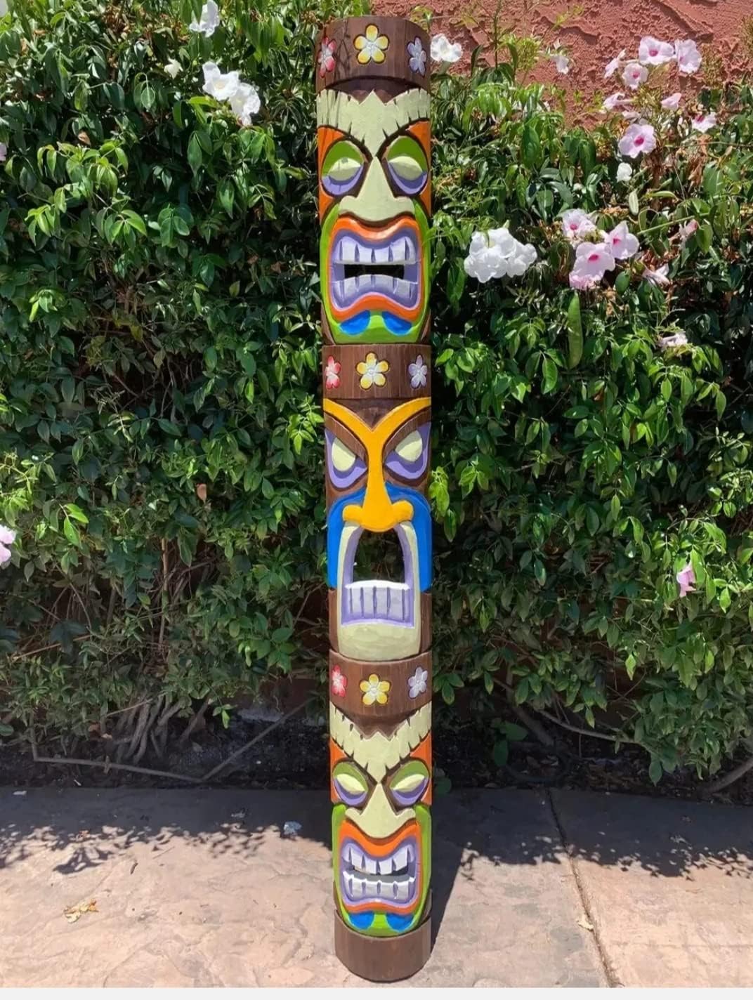 Amazon.com: AOLDHYY Tiki Totem Tongue 3 face Tribal Wood Wall Mask ...