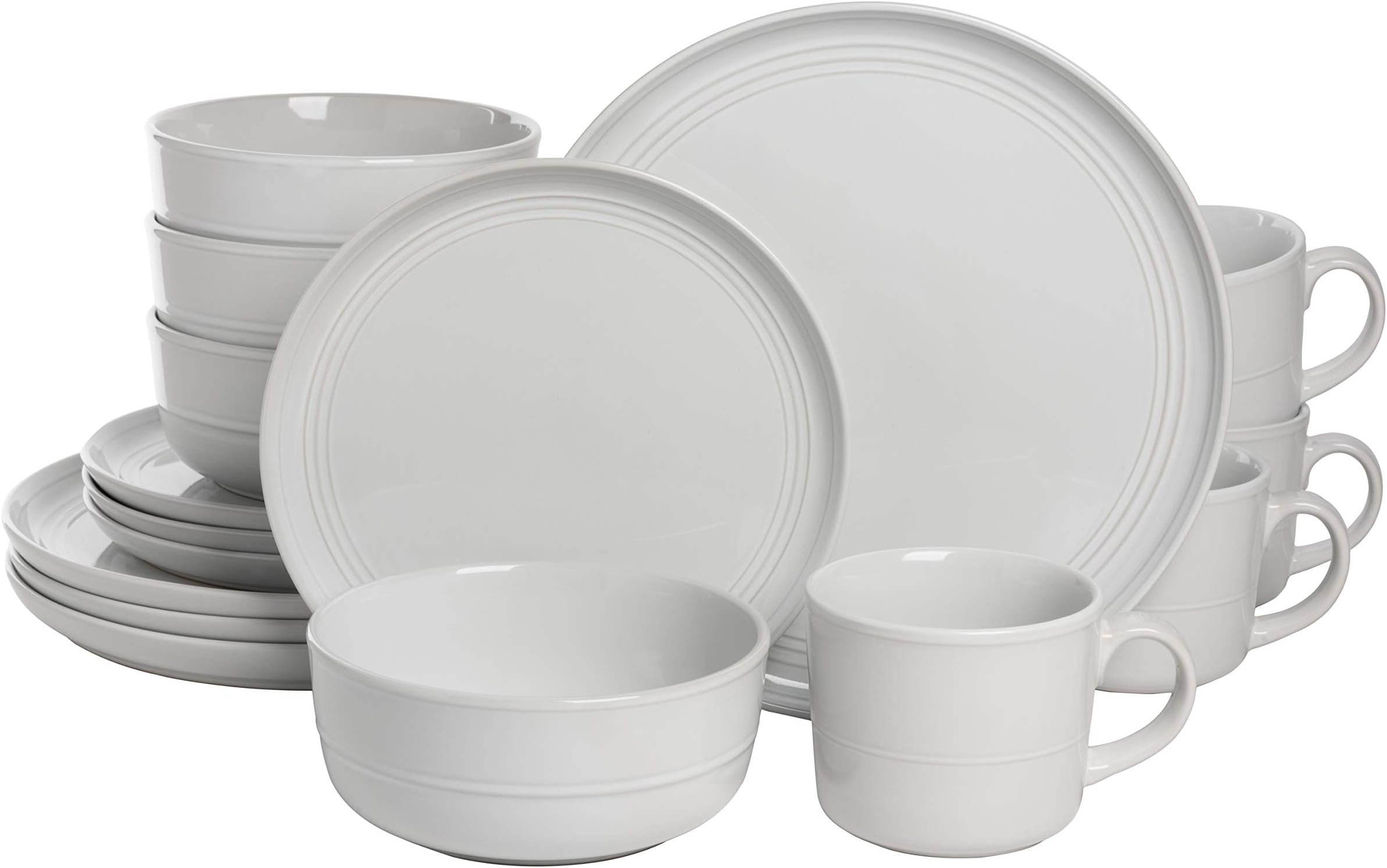 Amazon.com | 10 Strawberry Street Double Line 16 Piece Dinnerware Set ...