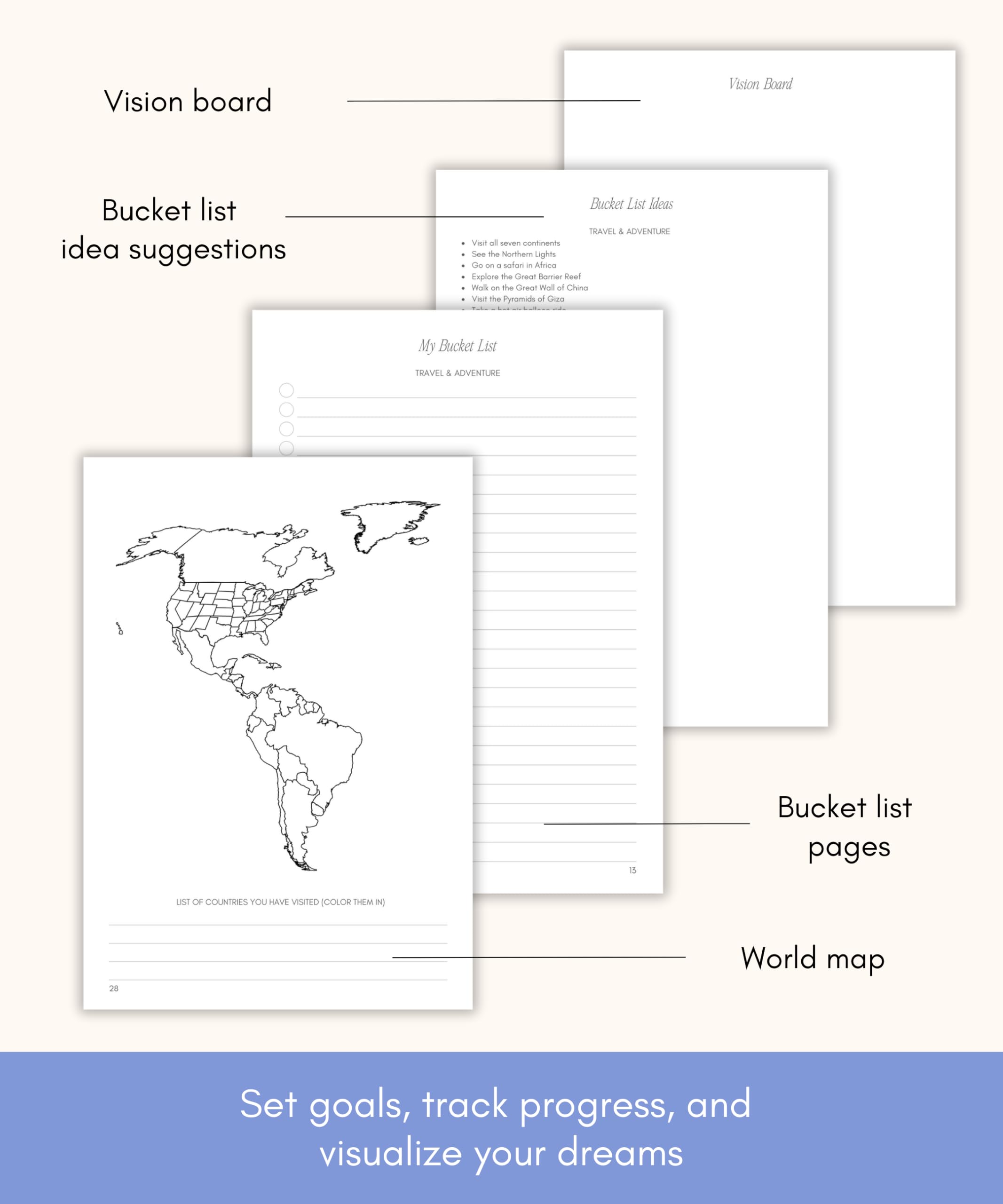 Snapklik.com : Bucket List Journal Dream, Plan & Reflect Vision Board ...