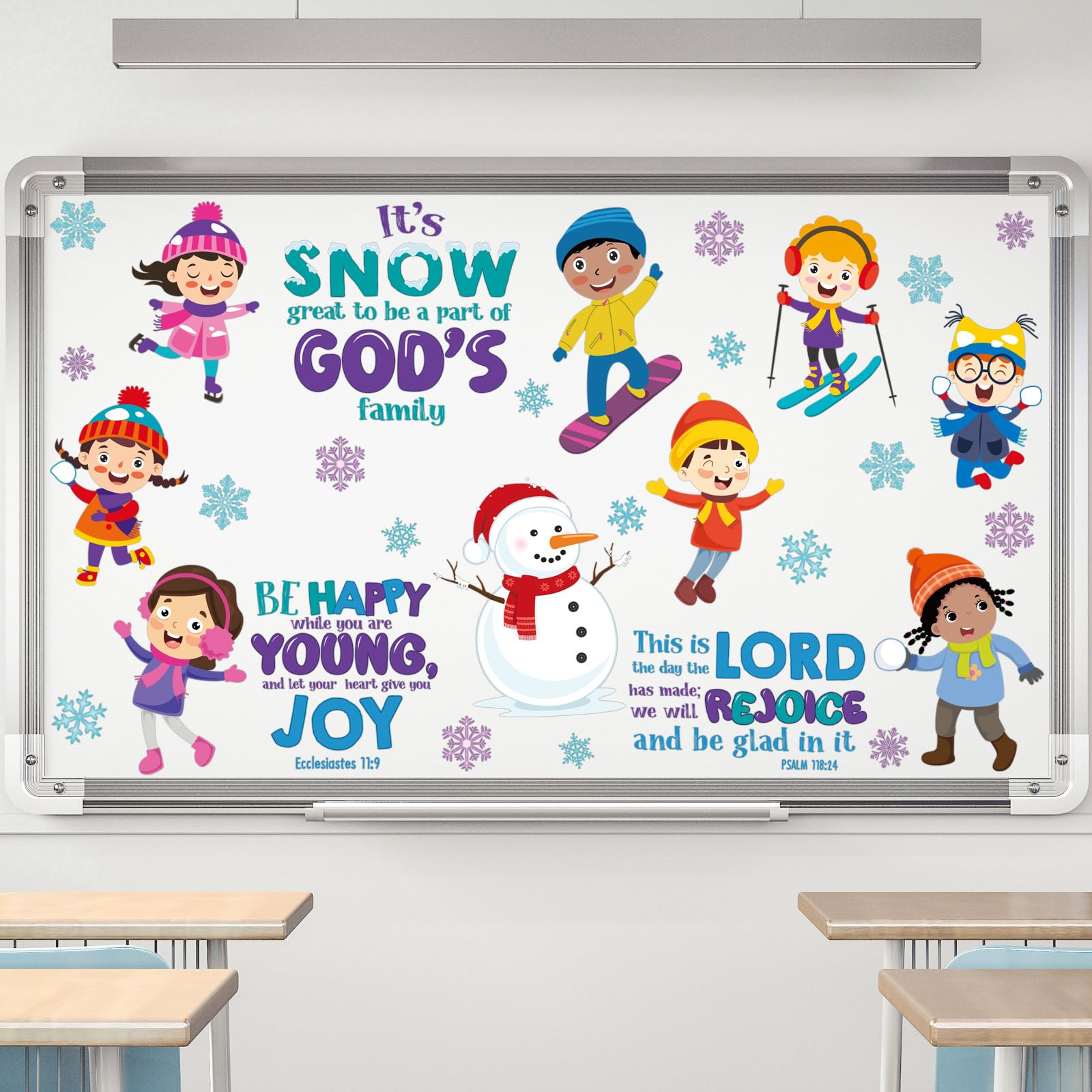 Amazon.com : Mooliwe Winter Bulletin Board Decorations Set Religious ...