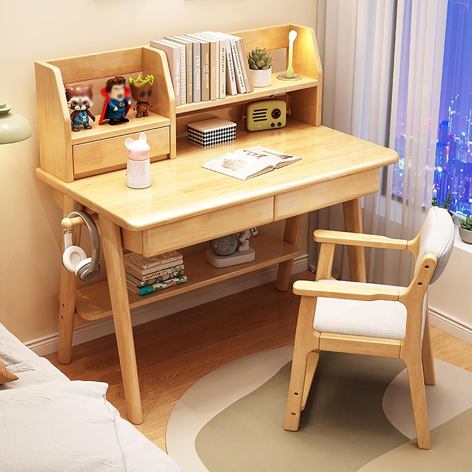 Amazon.com: Ki*ds Writing Desk with Hutch, Solid Wood Learning Office ...