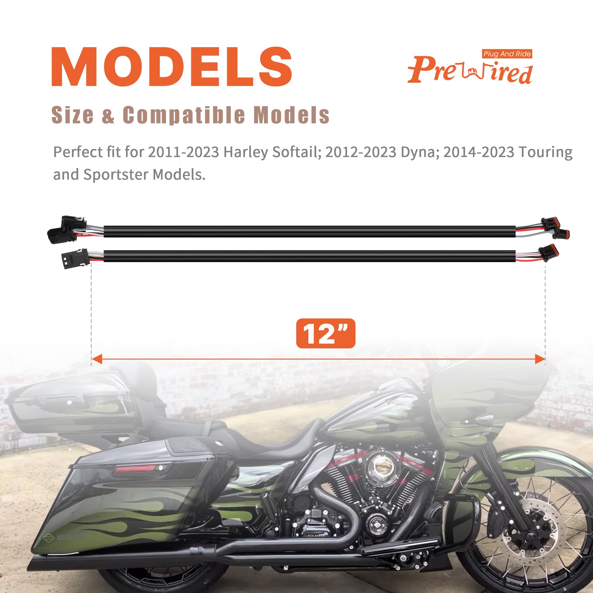 Snapklik.com : Prewired 12" Touring Dyna Sportster Softail CAN-Bus Wire ...
