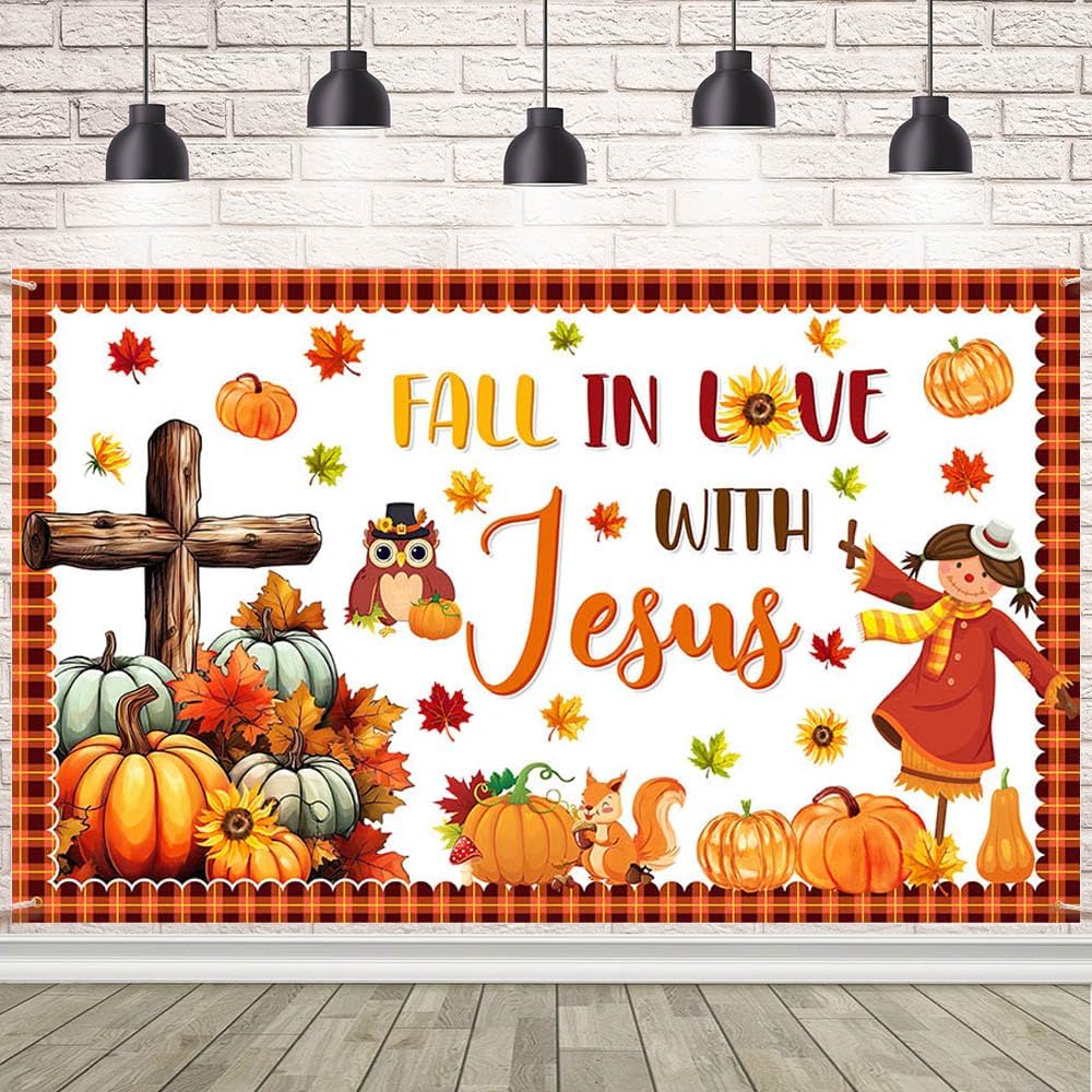Amazon.com : AIBIIN Fall in Love with Jesus Backdrop for Photography ...