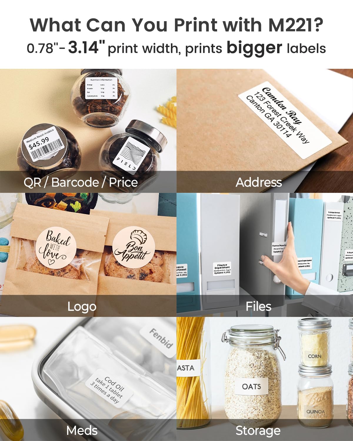 Snapklik.com : M221 Label Printer, Upgraded 3 Bluetooth Thermal Label ...