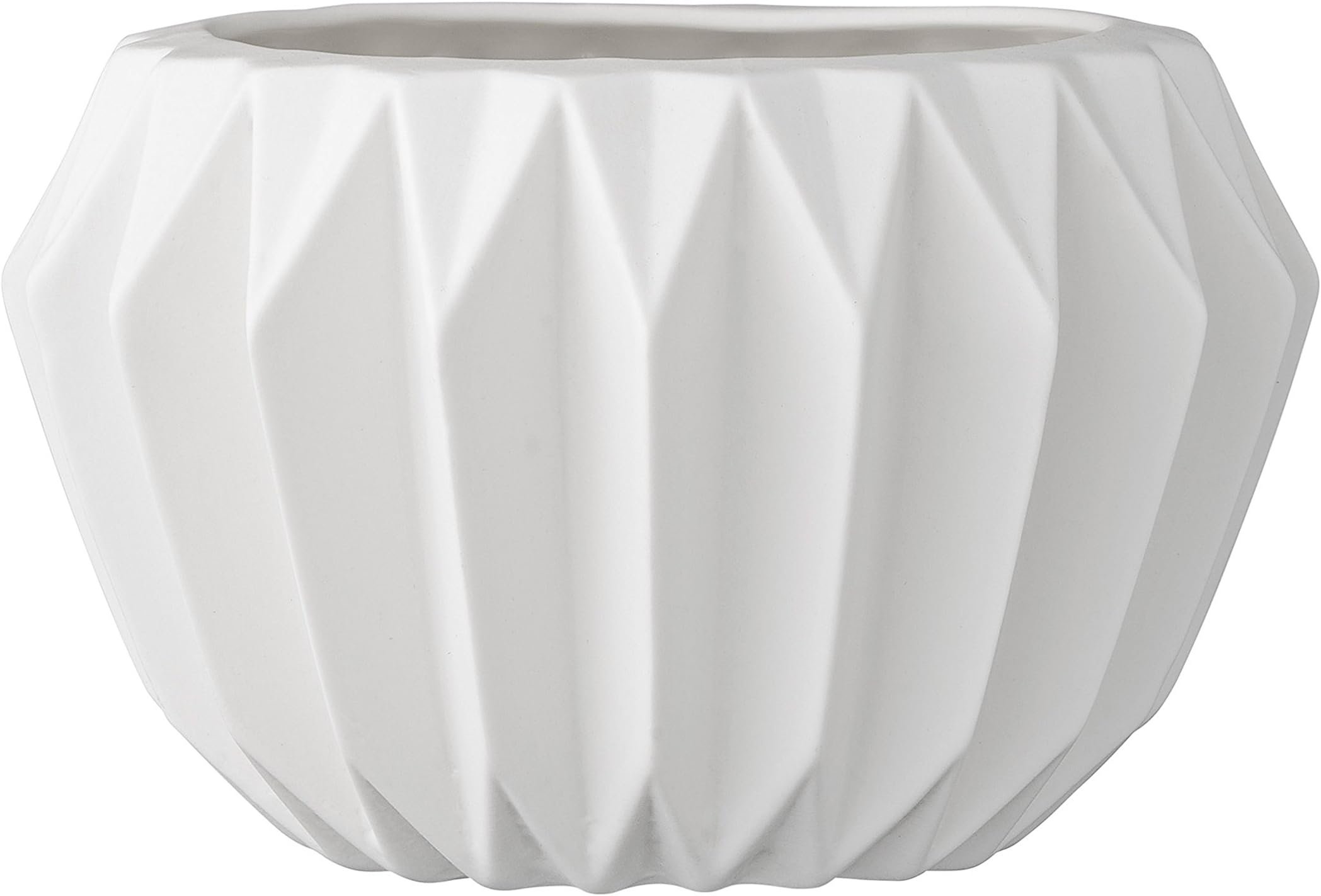 Amazon.com : Bloomingville Round White Fluted Ceramic Flower Pot : Home ...