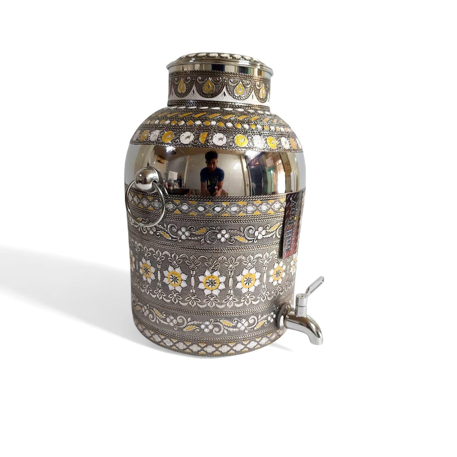 Beautiful Meenakari Steel Matka with tap 10 Litre | Water Dispenser ...