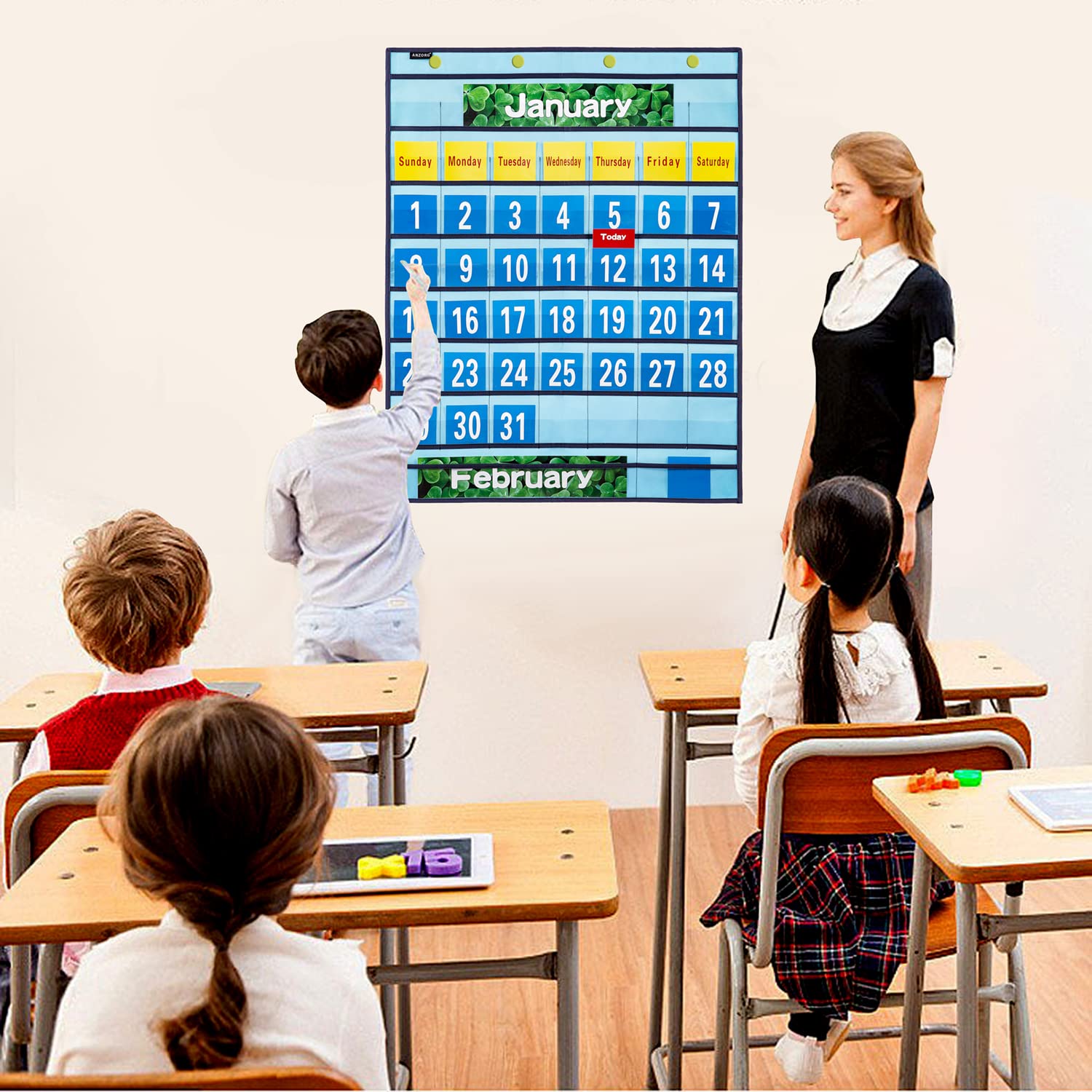 Snapklik.com : ANZORG Monthly Calendar Pocket Chart School Calendar Kit ...