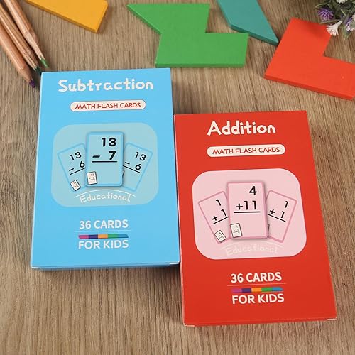 HEYPLACE Juego de 72 tarjetas de memoria matemáticas, suma y resta ...