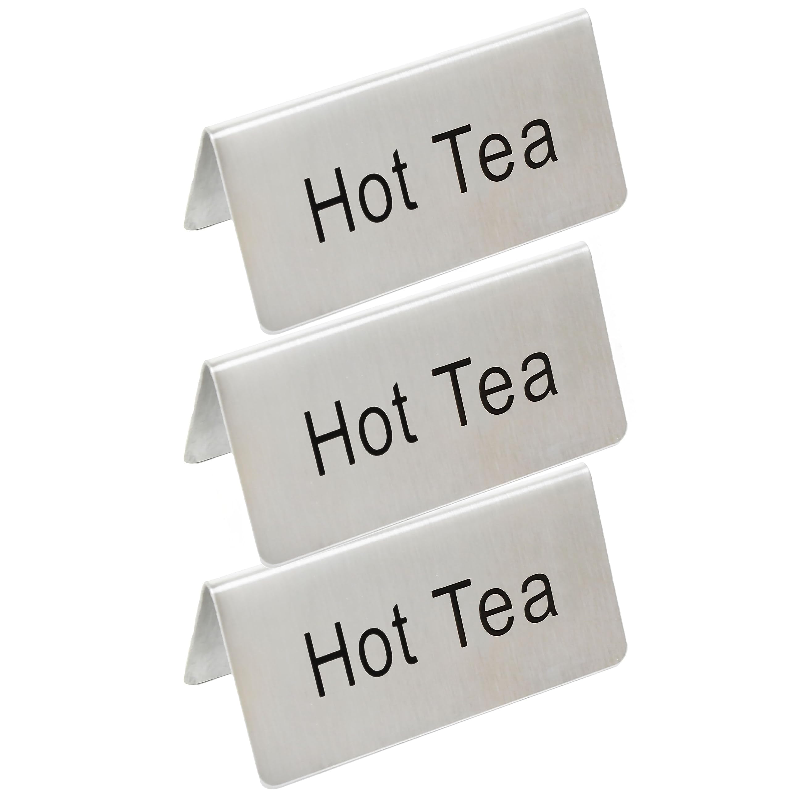 Snapklik.com : 3" X 1-1/2" Stainless Steel Hot Tea Table Tent Sign Set ...
