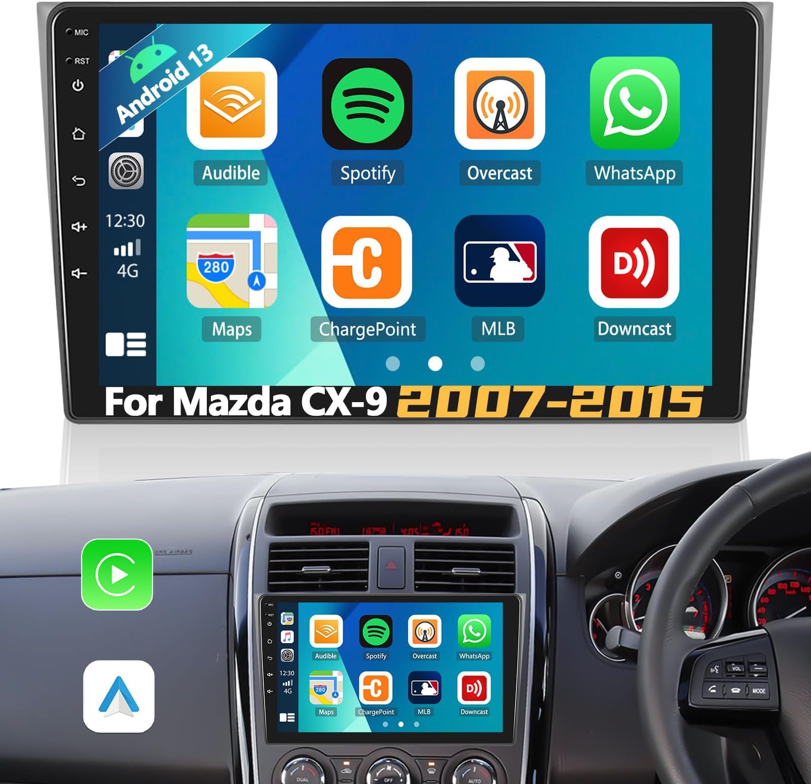 Amazon.com: Android 11 Car Stereo for Mazda CX-9 2007-2015 with ...