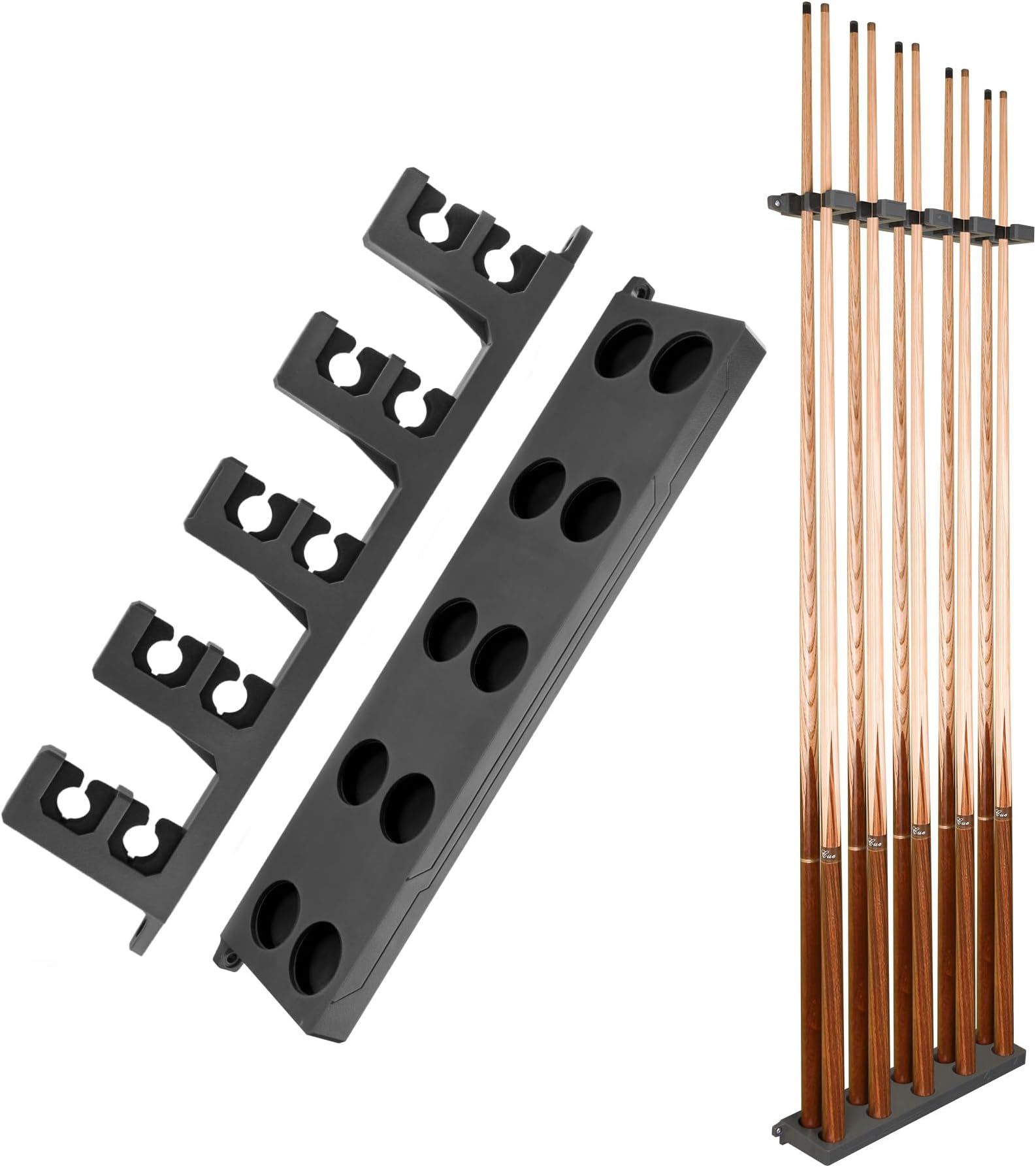 Amazon.com: Go Pal Horizontal 10-Cues Pool Cue Rack Wall Mounted, Pool ...