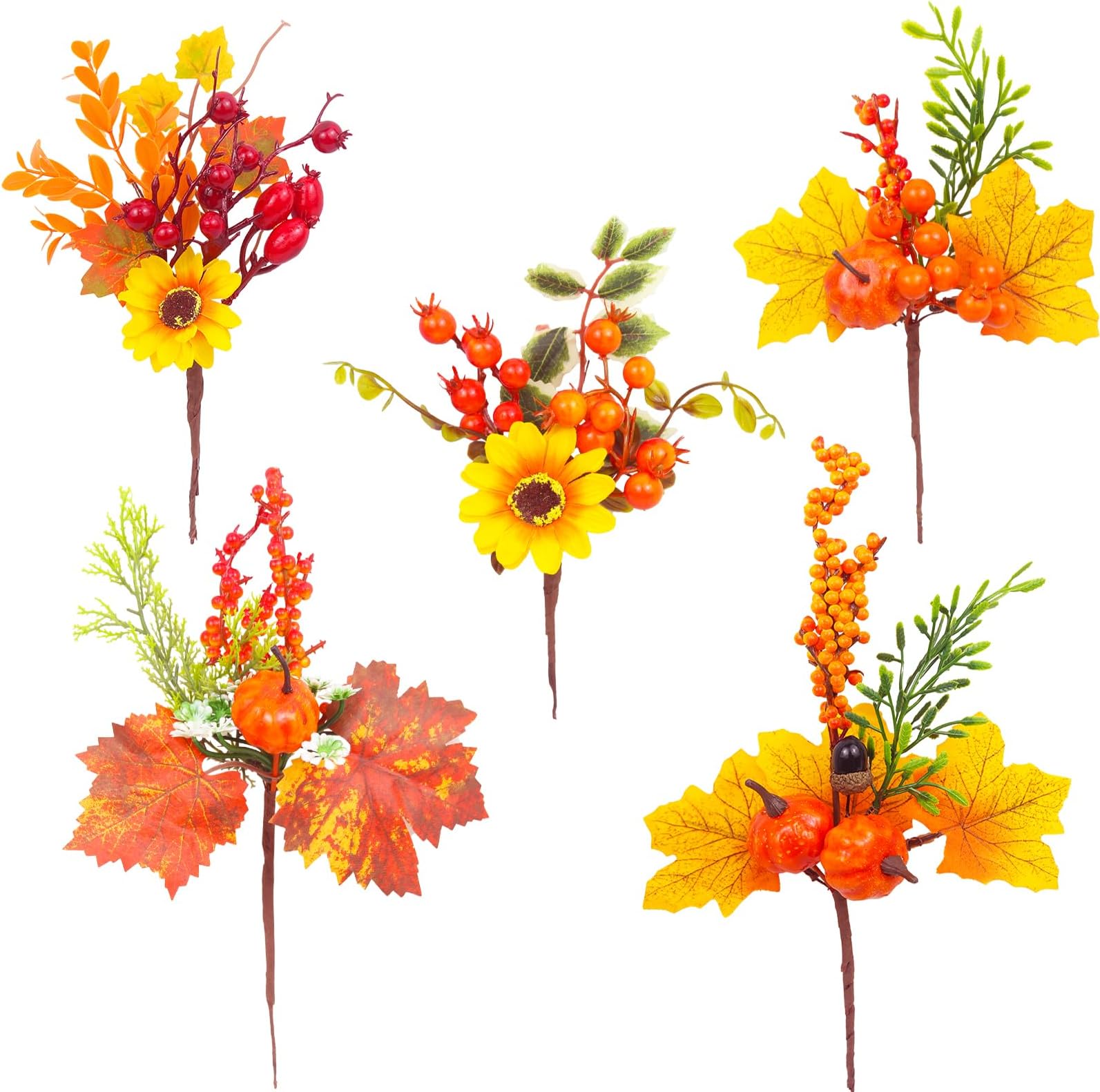 Amazon.com: Winlyn 8 Pcs Fall Harvest Artificial Maple Leaf Stems Fall ...