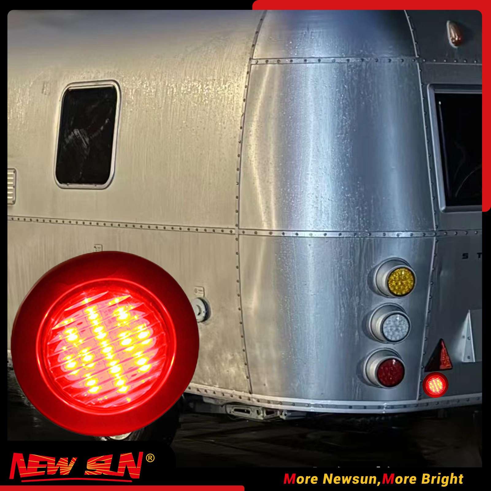 Snapklik.com : NEW SUN Premium 2.5" Round LED Trailer Lights, 13 Red ...