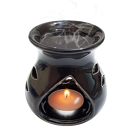 Black Ceramic Clay Candle Operated Aroma Oil Burner Diffuser, Oil ...