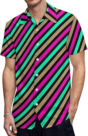 Amazon.com: Mens Shirts Casual Stylish - Fashion Retro Diagonal Stripe ...