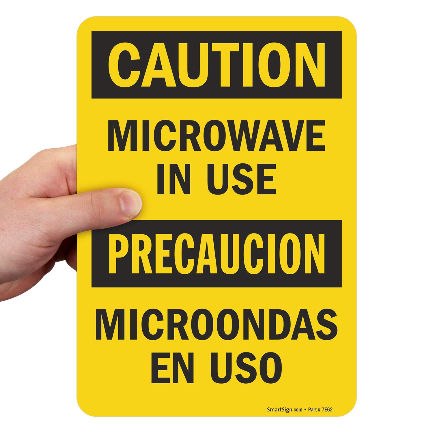 SmartSign "Caution - Microwave In Use" Bilingual Label | 7" x 10 ...