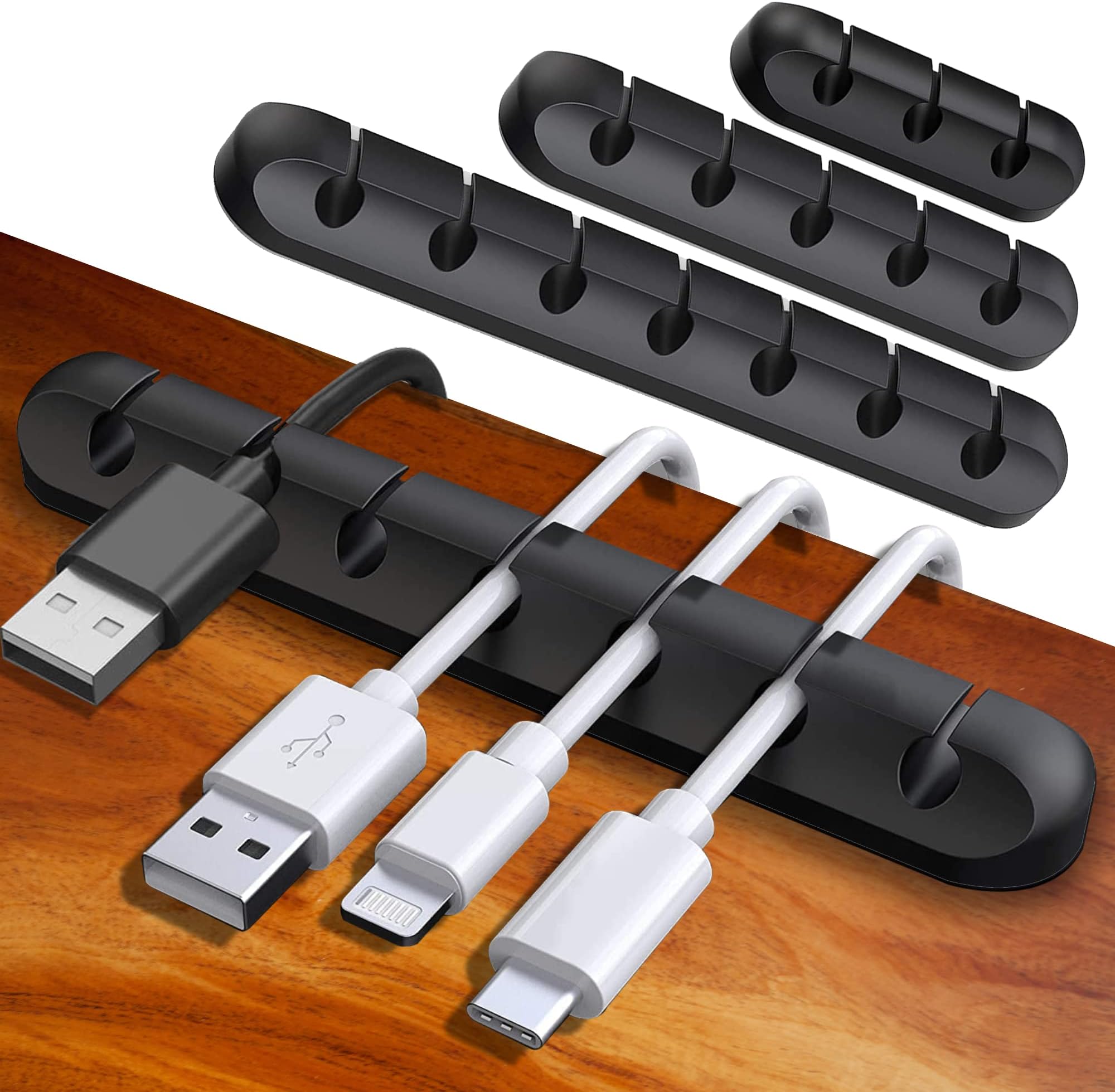 Cable Clips Cord Management Organizer, 3 Packs Silicone Adhesive Hooks ...