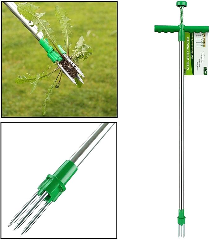 AMOS Weed Puller Weeder Twister Push Twist & Pull Claw Garden Lawn Easy Root Remover Killer ...