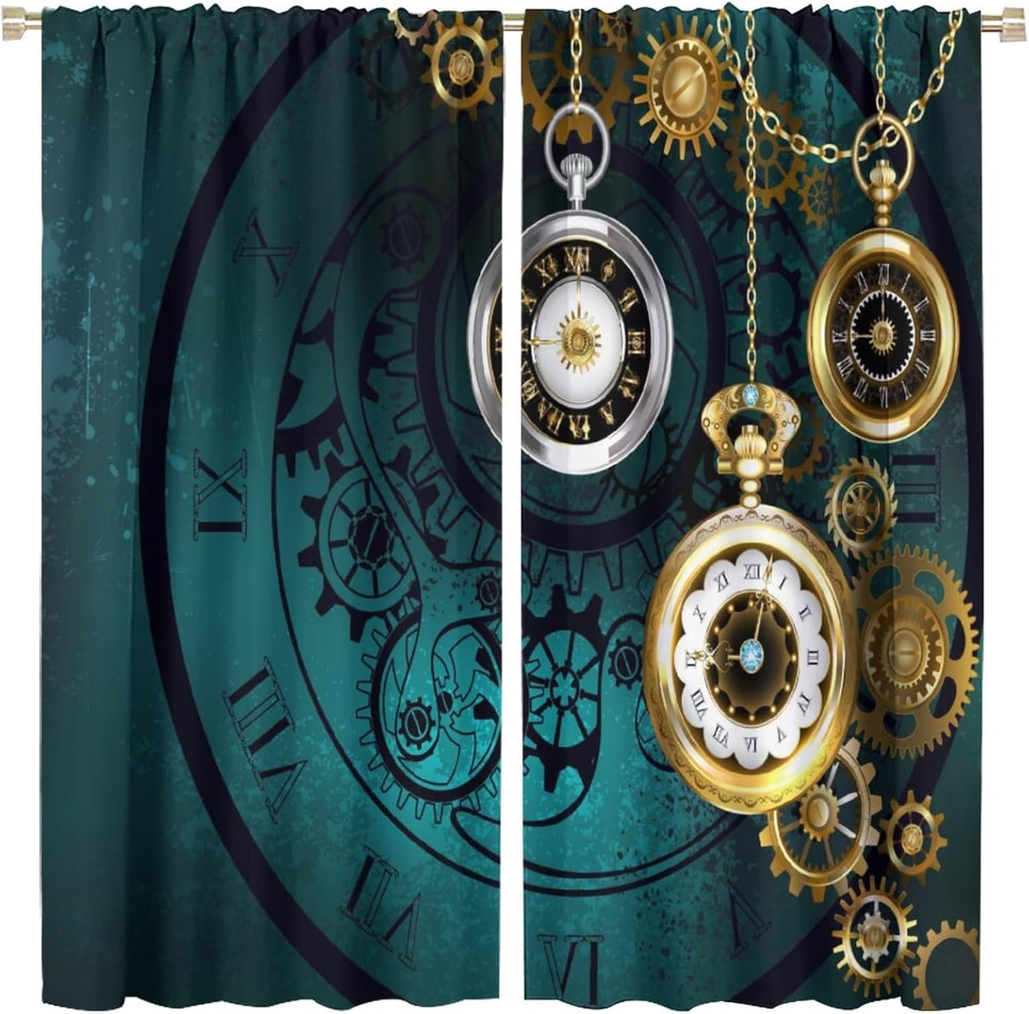 Amazon.com: Mechanical Clock Curtain, Vintage Steampunk Clock Gear ...