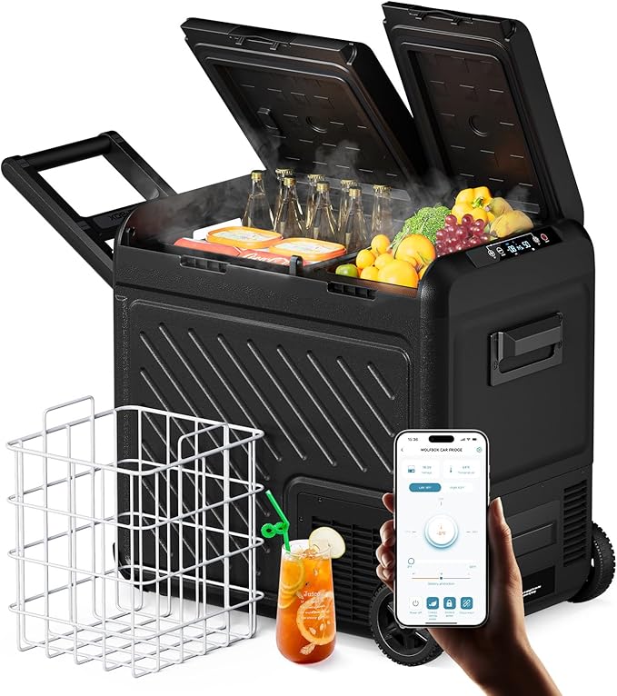 Amazon.com: WOLFBOX 12V Car Refrigerator, 58 Quart Dual Zone Car Fridge ...