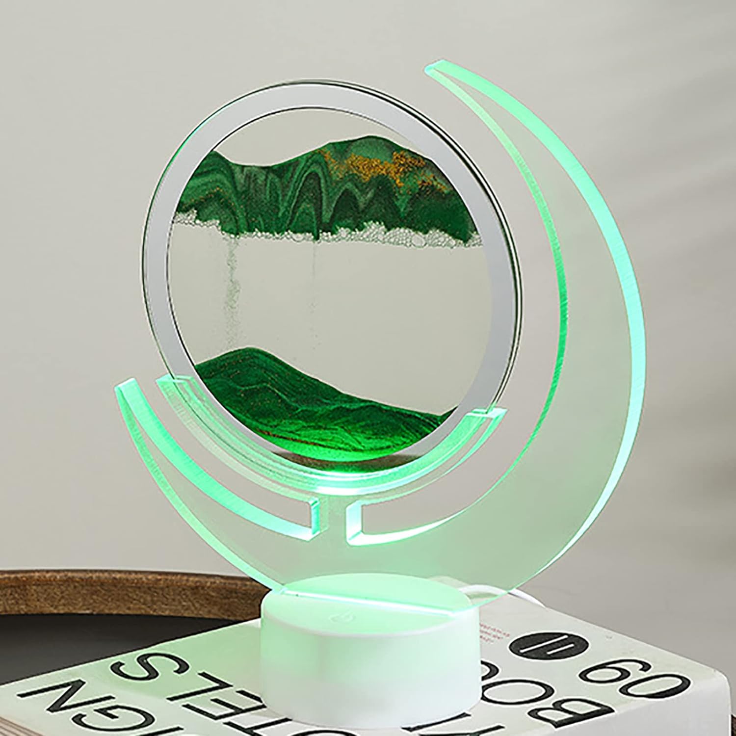 Amazon.com: rysnwsu Moon Moving Sand Art Picture Round Glass 3D Deep ...