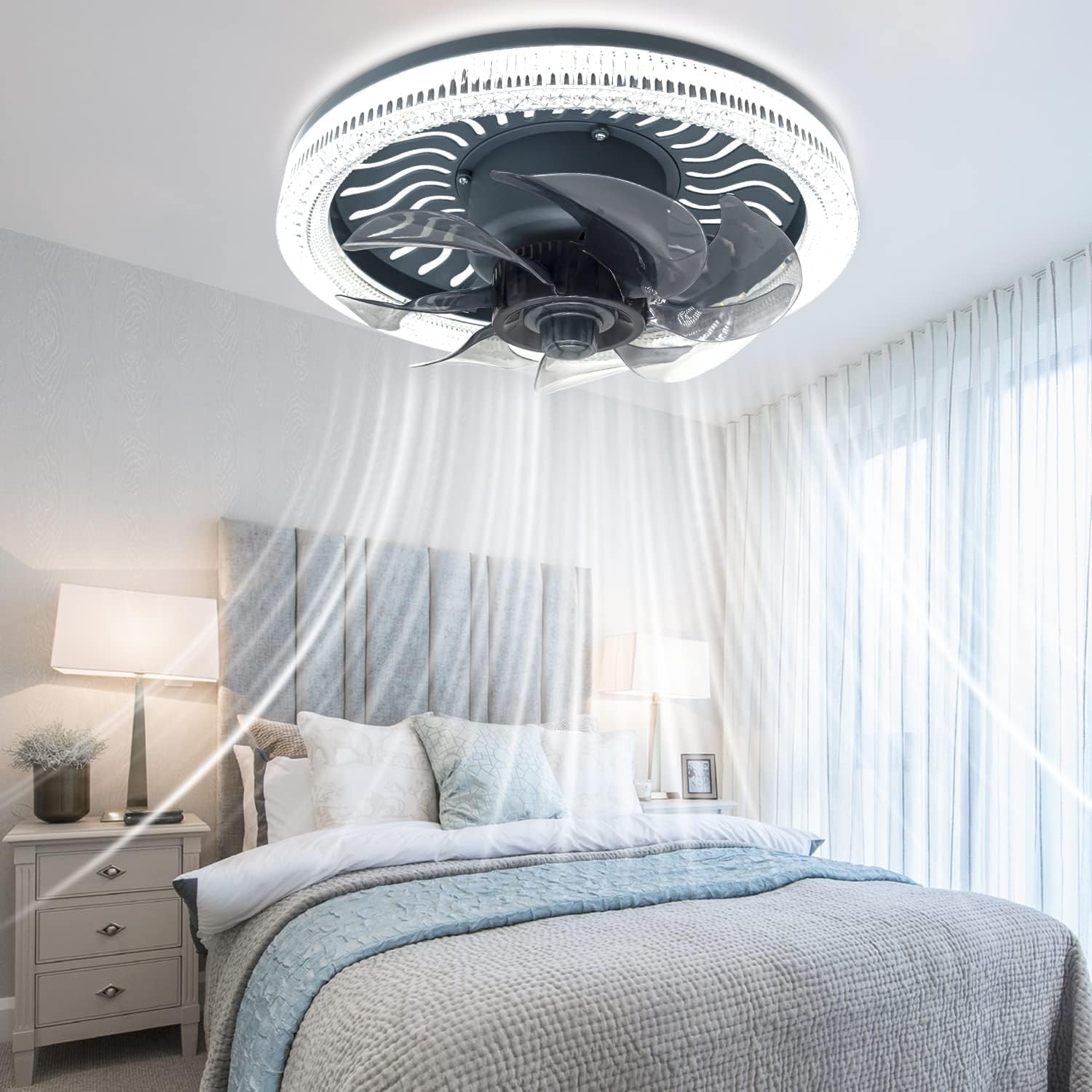 Megaluz LV34W04 Ventilador de techo con lampara led 34w, enchufe E27 ...