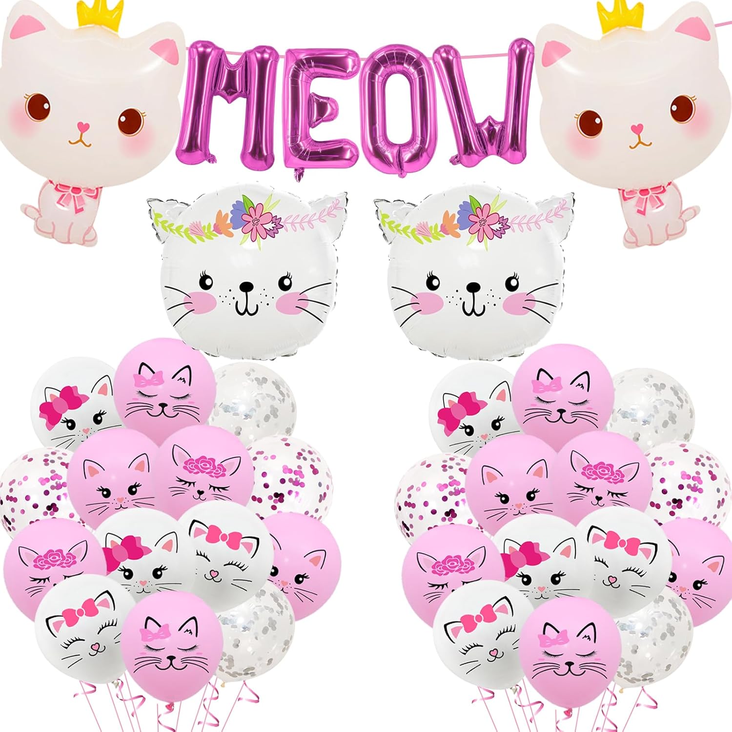 Amazon.com: 43PCS Cat Balloons Cat Birthday Party Decorations Including ...