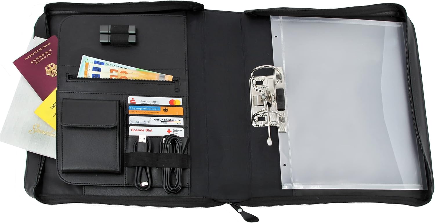 SONOVO Dokumentenmappe mit Griff, DIN A4, Lederimitat, inklusive 5 ...