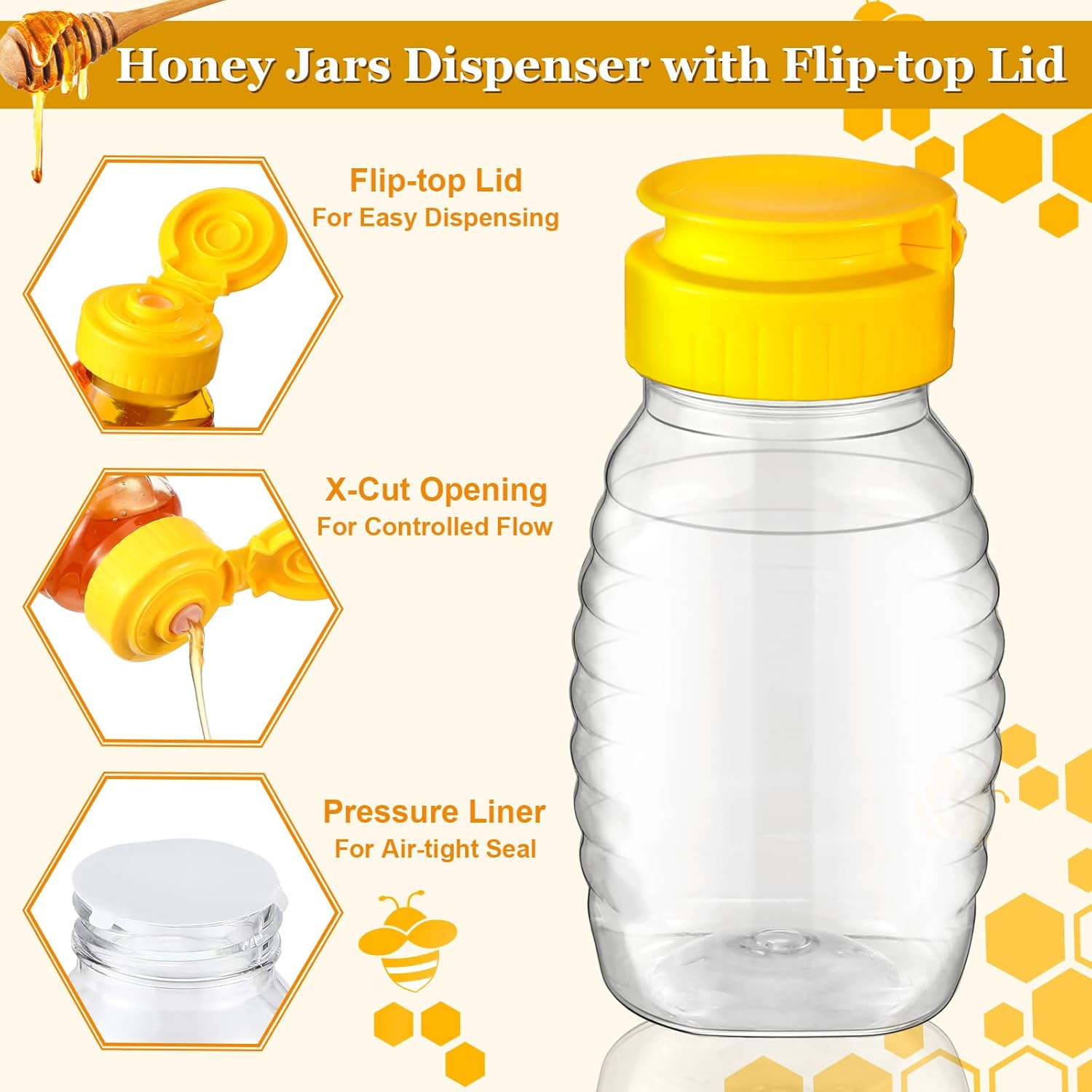 Pieces 5 oz Clear Plastic Honey Bottles Squeeze Honey Containers Jars ...