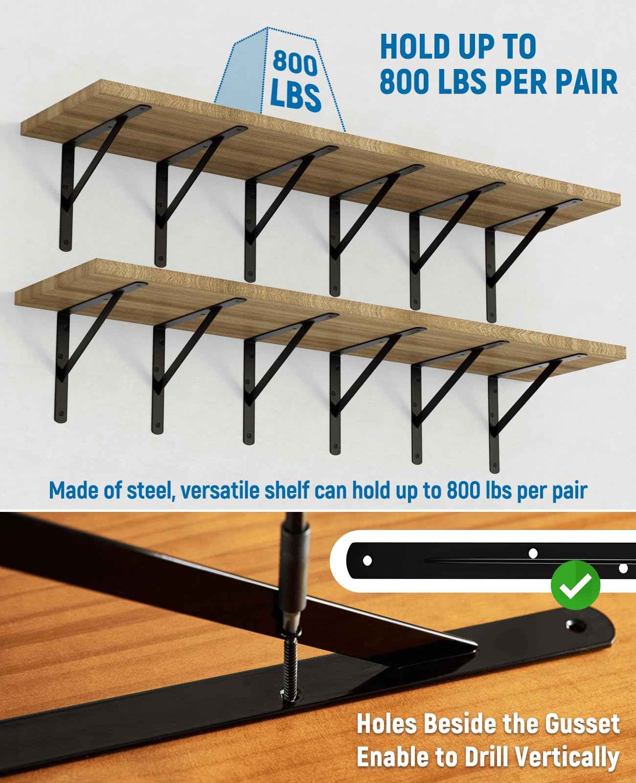 Snapklik.com : 12-Pack 9 Inch Heavy Duty Shelf Brackets, Large Floating ...