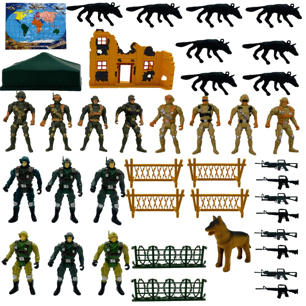 Buy Fycooler Toy Soldiers Playset Army Men Figures with 14 Realistic ...