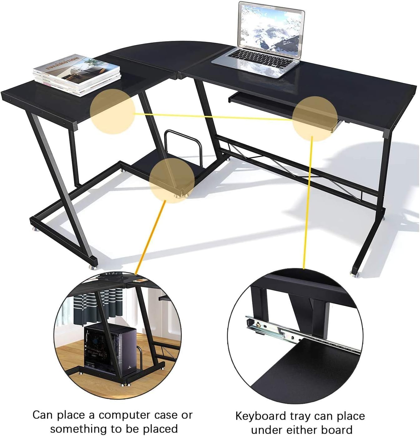 Snapklik.com : Computer Desk L Shaped Coner Gaming Desks 58" Reversible ...