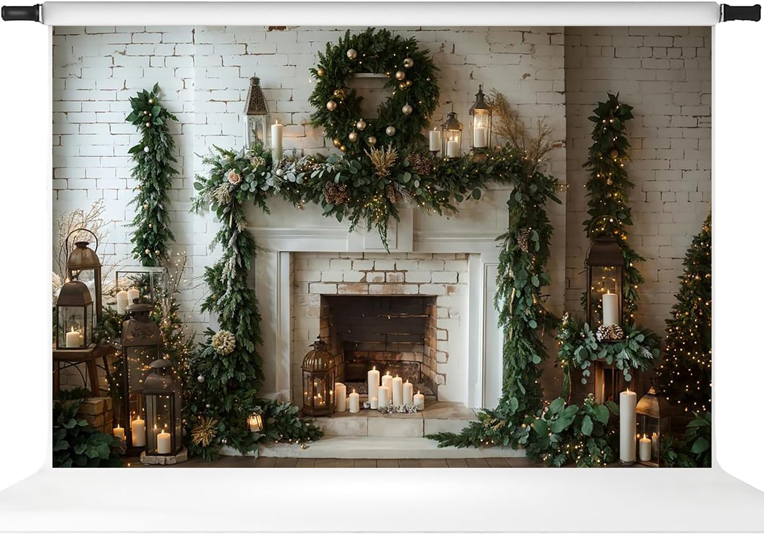 Amazon.com : Kate Christmas Backdrops Fireplace Photography Backdrops ...