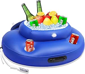 Floating Cooler for Pools, 9L (2.4Gal) Beverage Cooler, 4 Cup Holders ...