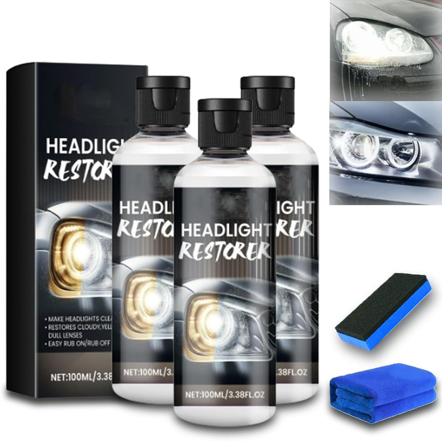 Amazon.com: RJDJ Automotive Headlight Lens Restorer, Car Headlight Lens ...